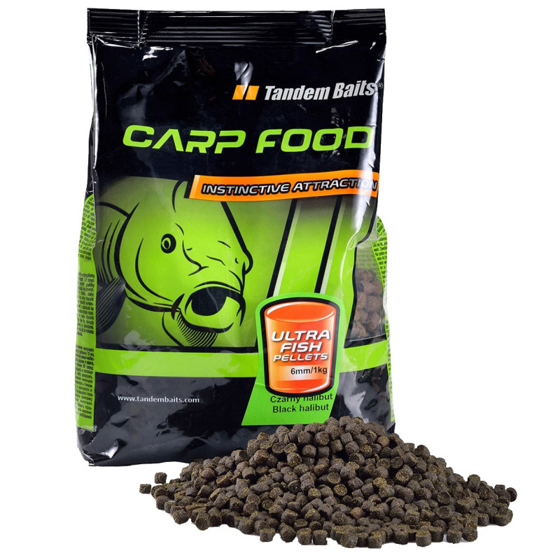 Pellet Tandem Baits CARP FOOD ULTRA FISH PELLET CZARNY HALIBUT 2MM/1K